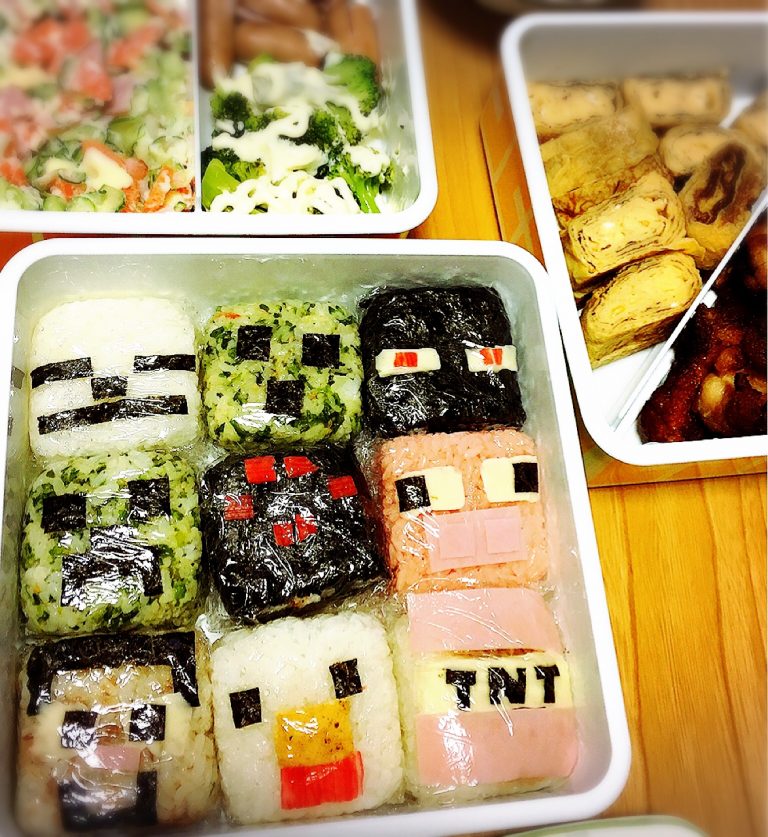 マインクラフトおにぎりの作り方【運動会や遠足に簡単マイクラキャラ弁当】｜CHICK CHICK PICNIC